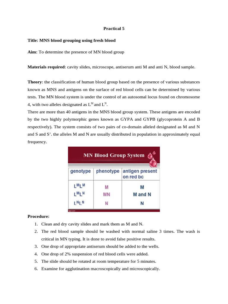 MN Blood Grouping | PDF