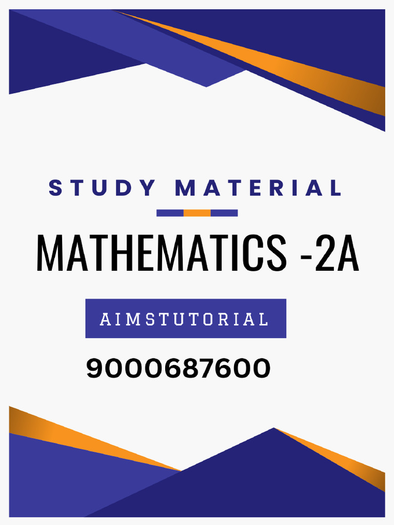 Mathematics 2a Study Material | PDF | Discrete Mathematics | Mathematics