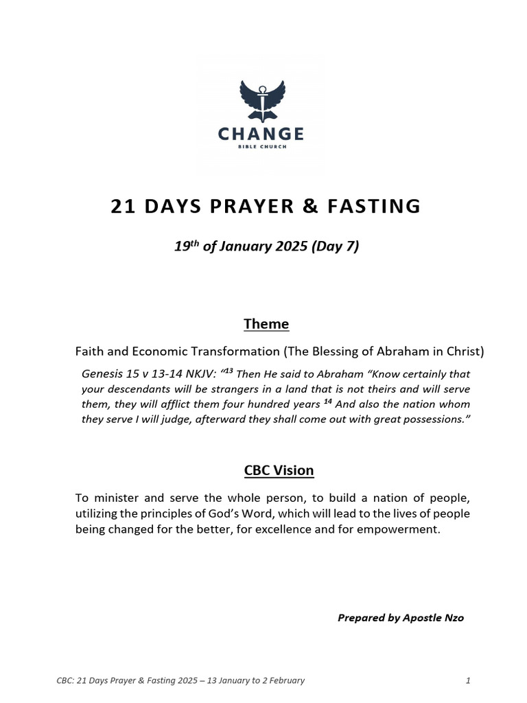 21 Days Prayer & Fasting 2025 - Day 7 | PDF | Intercession | Prayer