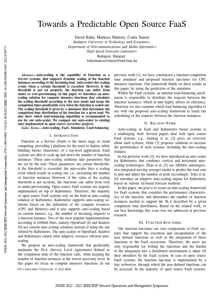 Auto-Scaling for Open Source FaaS | PDF | Load Balancing (Computing) | Function (Mathematics)
