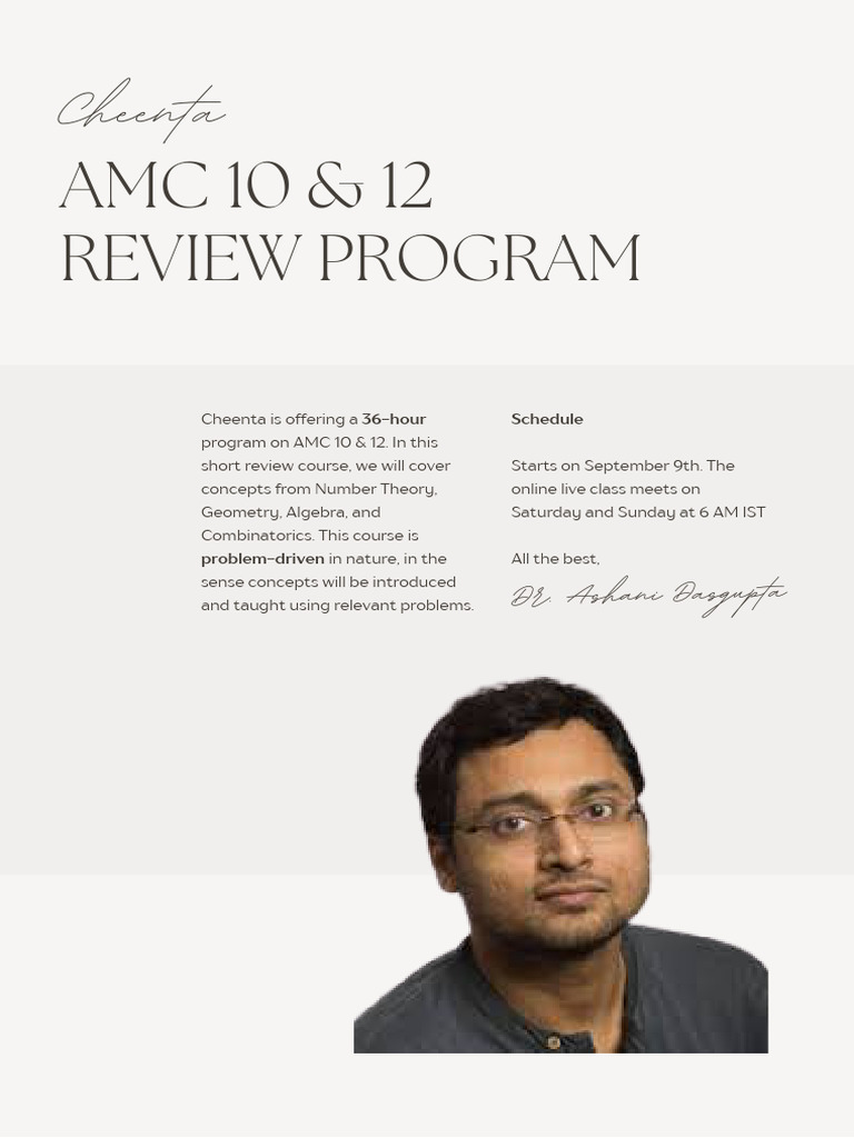 AMC 10 & 12 Review Course Schedule | PDF | Combinatorics | Geometry