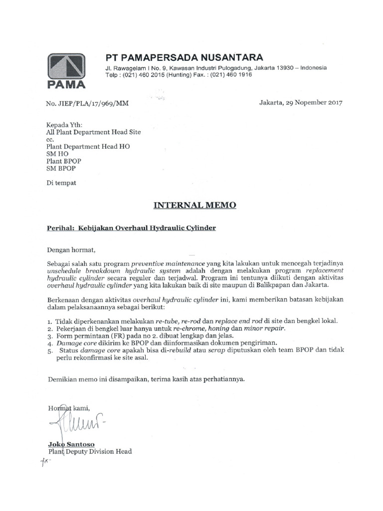 Memo OVH Hyd Cylinder Ver 2 | PDF