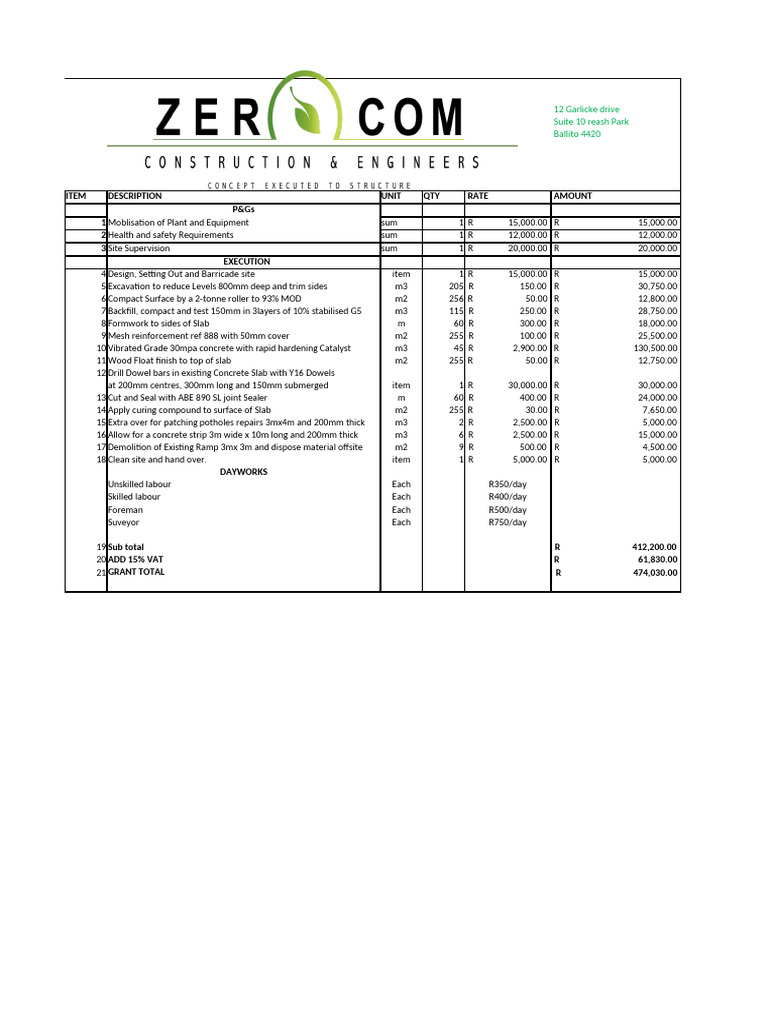 House quotation | PDF | Concrete | Building Engineering