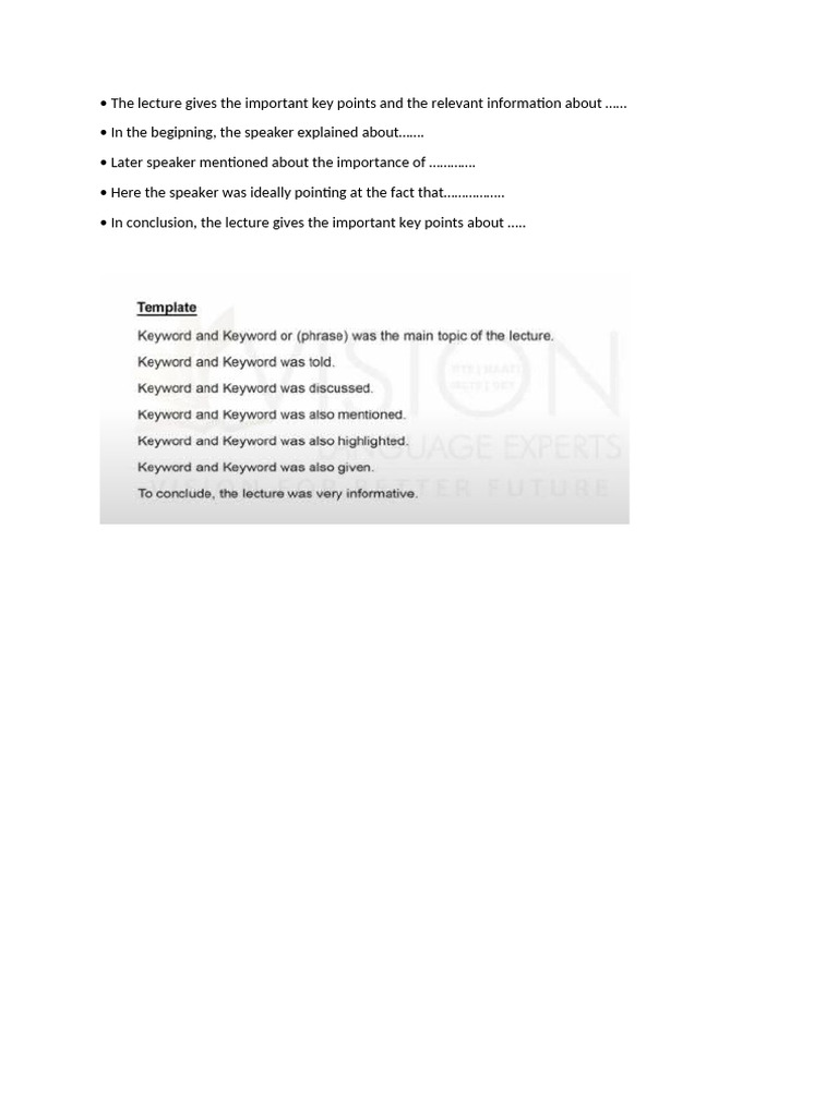 Lecture Key Points Summary | PDF