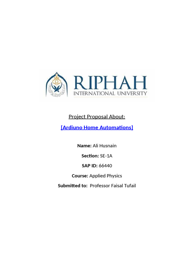 Physics Project Proposal | PDF | Home Automation | Artificial Intelligence