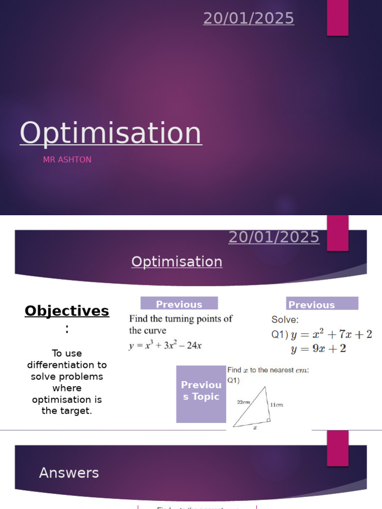 d. Optimisation | PDF