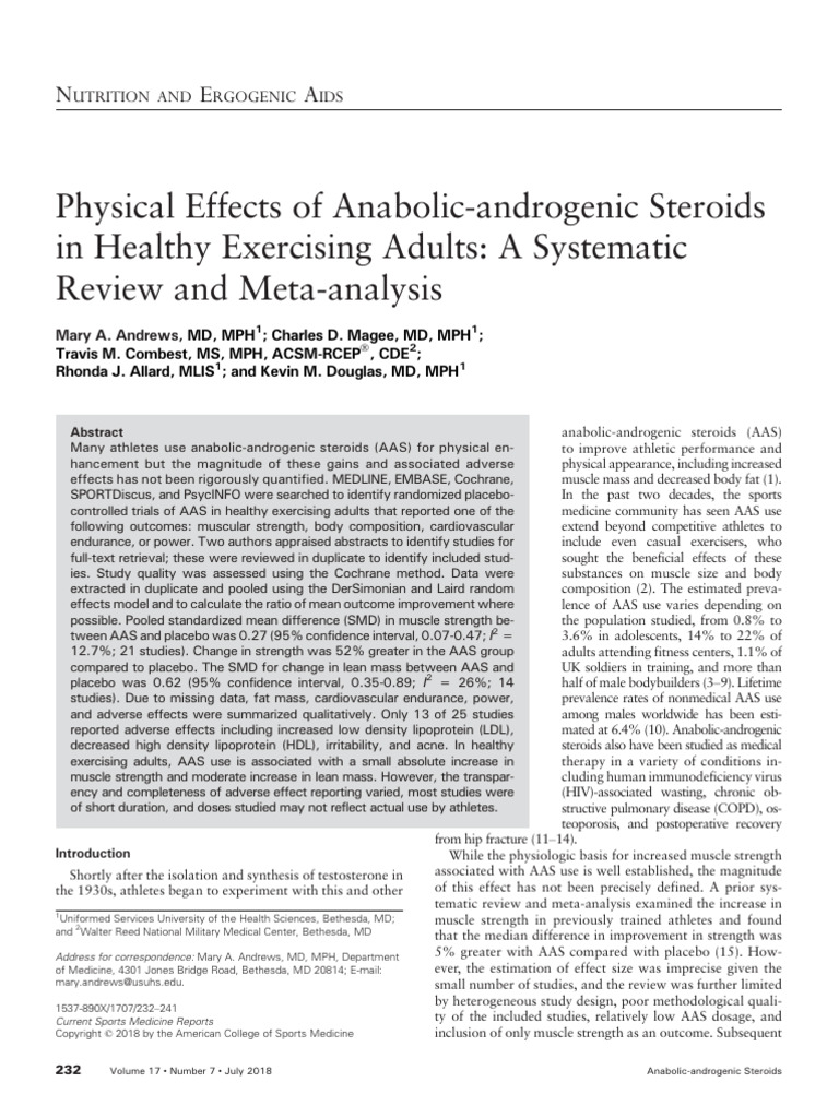 Physical Effects of Anabolic Androgenic Steroids.5 | PDF | Systematic ...