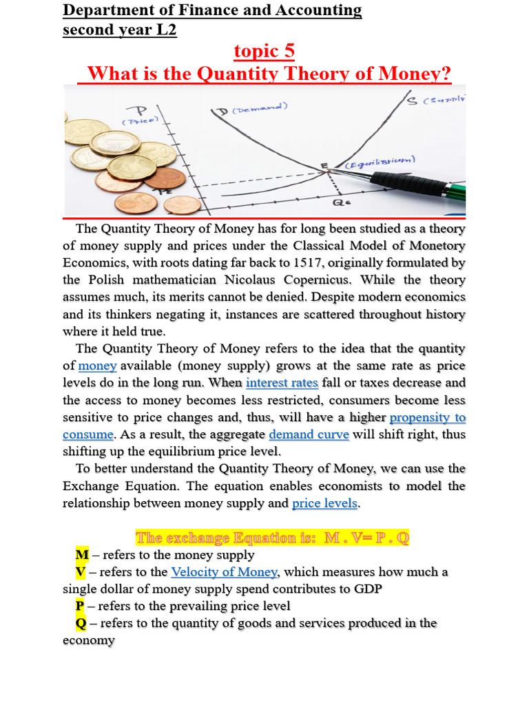 Understanding the Quantity Theory of Money | PDF