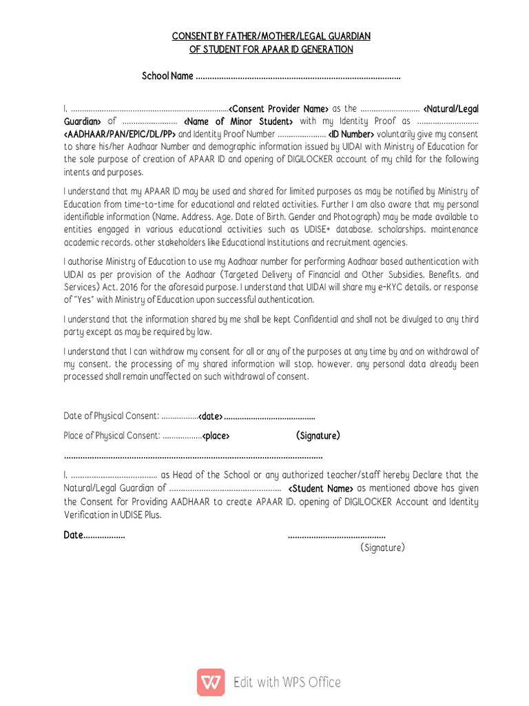 Circular 20241015173445 Consent Form Apaar Modified Approved | PDF | Privacy | Justice