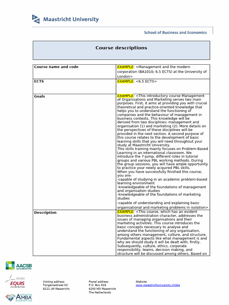 Form Course Descriptions | PDF