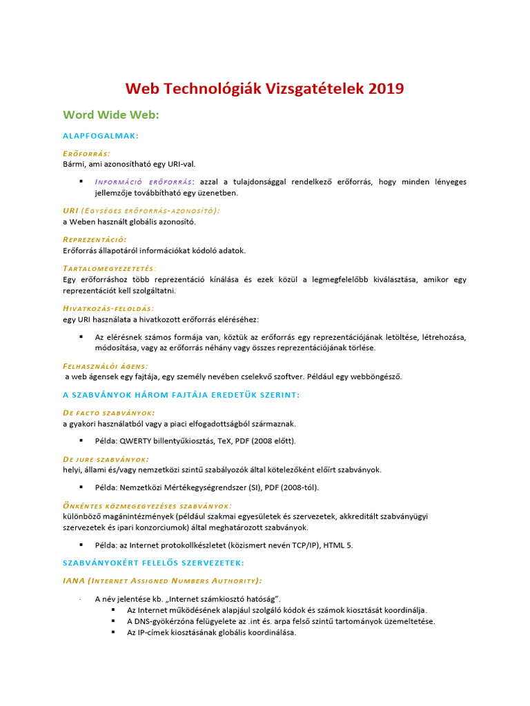 Webtech Jegyzet | PDF