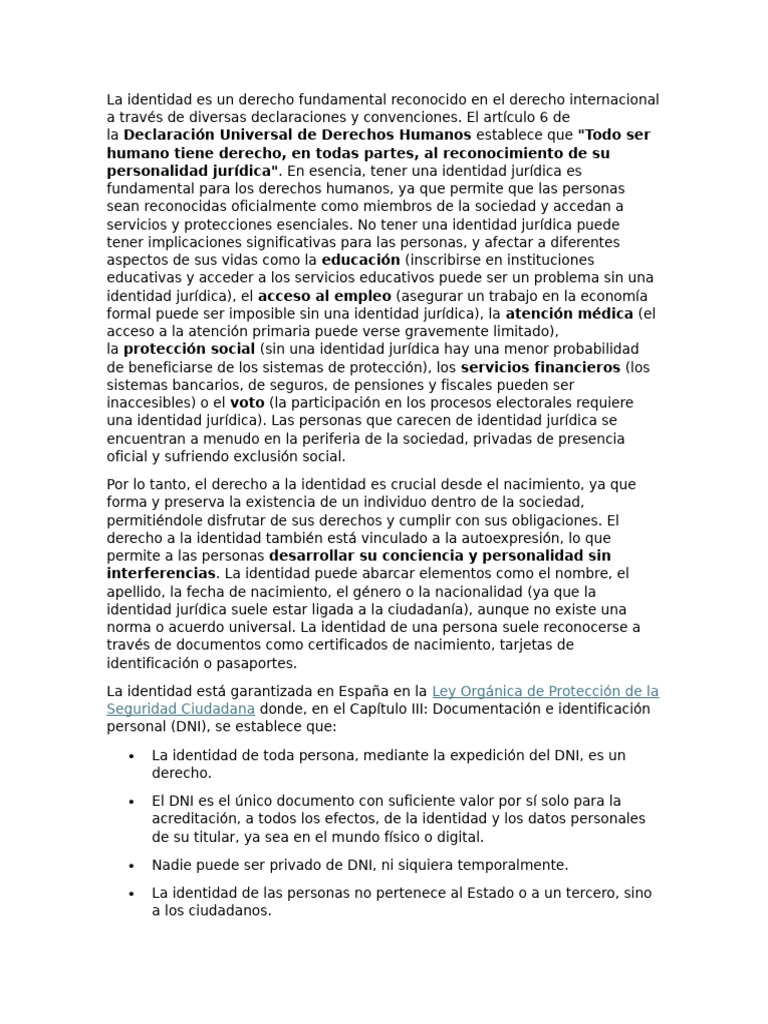 Articulo Identidad | PDF | Documento de identidad | Privacidad
