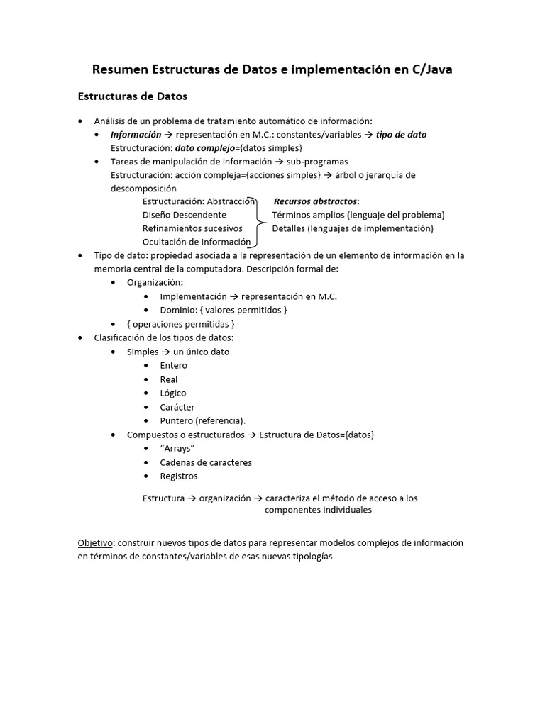 Estructuras de Datos en C y Java | PDF | Tipo de datos | Lenguaje de ...