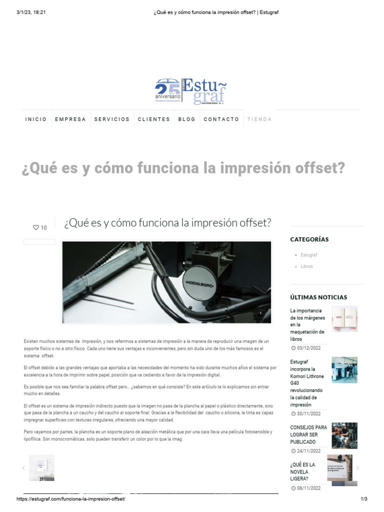 ¿Qué Es y Cómo Funciona La Impresión Offset - Estugraf | PDF | Diseño ...