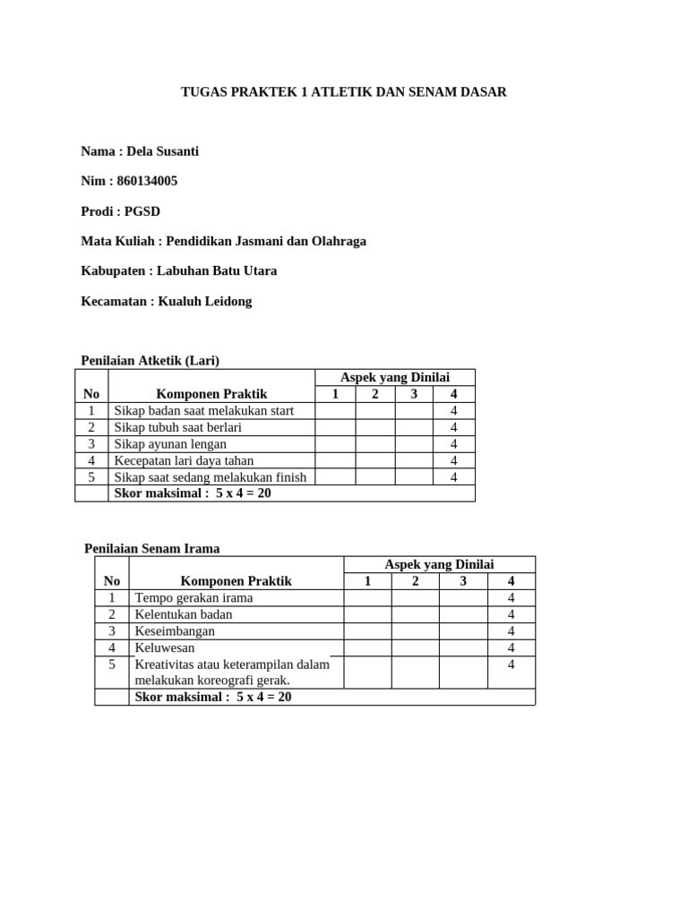 Tugas Peraktek 1 Atletik Dan Senam Lantai | PDF