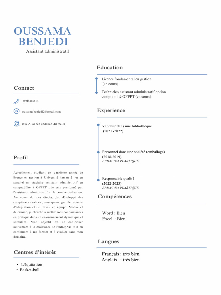 CV Oussama Benjedi | PDF