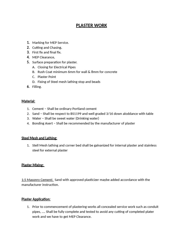 Comprehensive Guide to Plaster Work | PDF