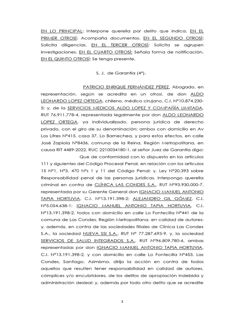 Querella | PDF | Queja | Justicia