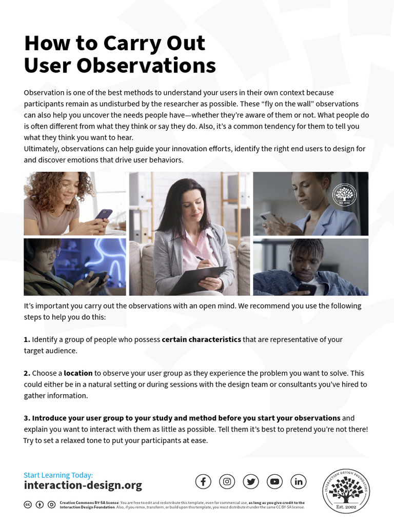 How To Carry Out User Observations | PDF | Human–Computer Interaction | User Experience