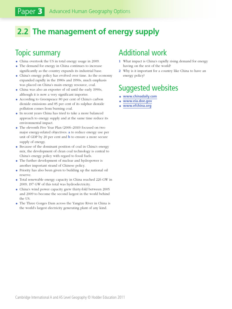 HO2 2manageenergysupply | PDF | Hydroelectricity | China