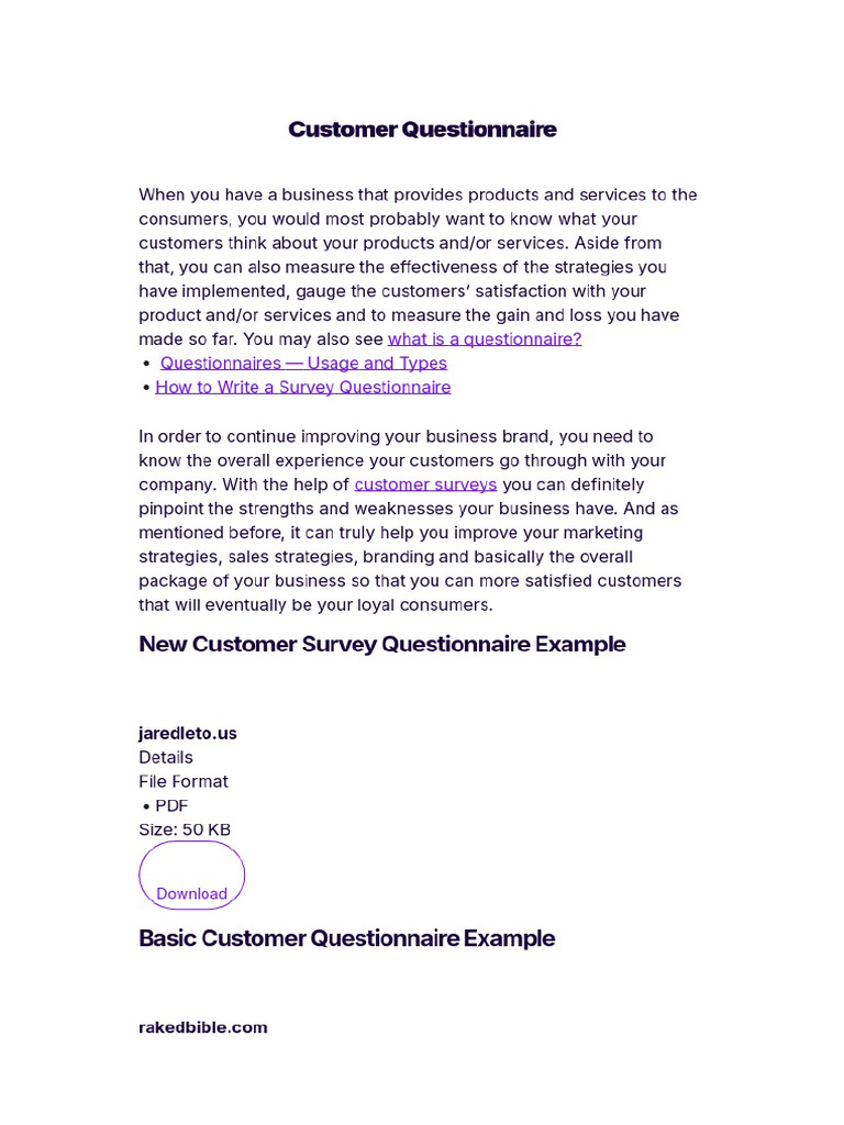 Questionnaire 2 | PDF