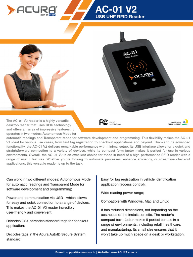 AC-01 V2 USB Datasheet en | PDF | Usb | Radio Frequency Identification