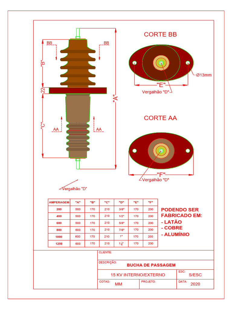 Bucha de Passagem Interna Externa 15Kv - G | PDF
