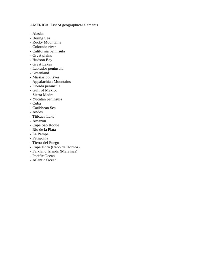 Geographical Features of America | PDF