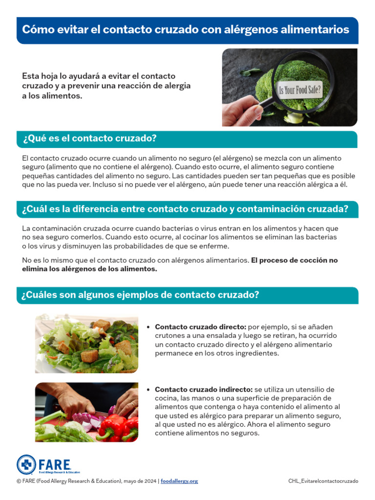 Avoid Cross Contact - CHL - 5.24 - Spanish | PDF | Alimentos | Alergia