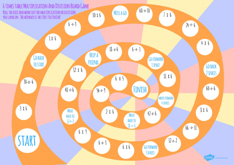 6 Times Table Multiplication and Division Board Game | PDF