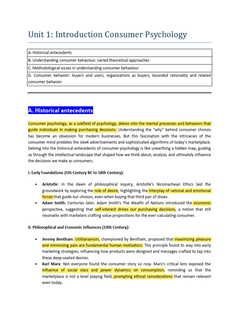 MA CP Unit-1 Notes | PDF | Consumer Behaviour | Behavior