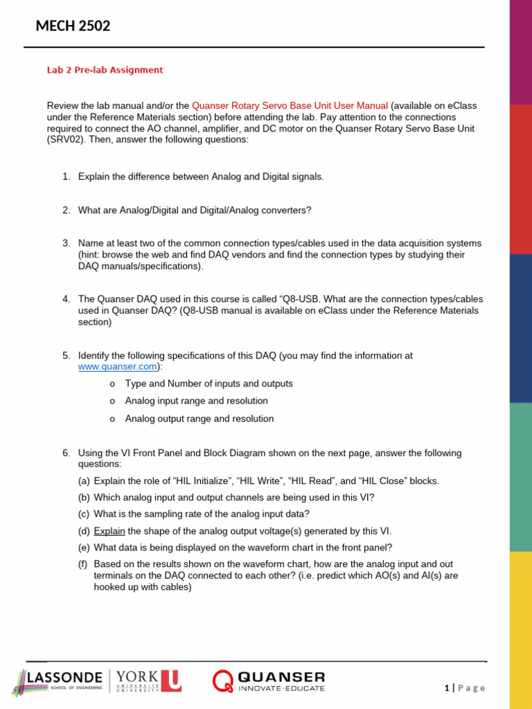 Pre Lab 2 Assignment | PDF