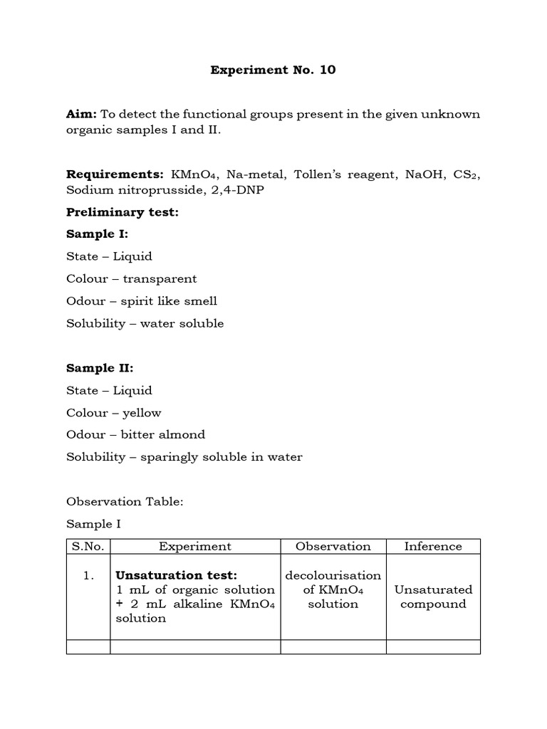 Experiment No 10 Pdf Chemical Compounds Chemical Substances