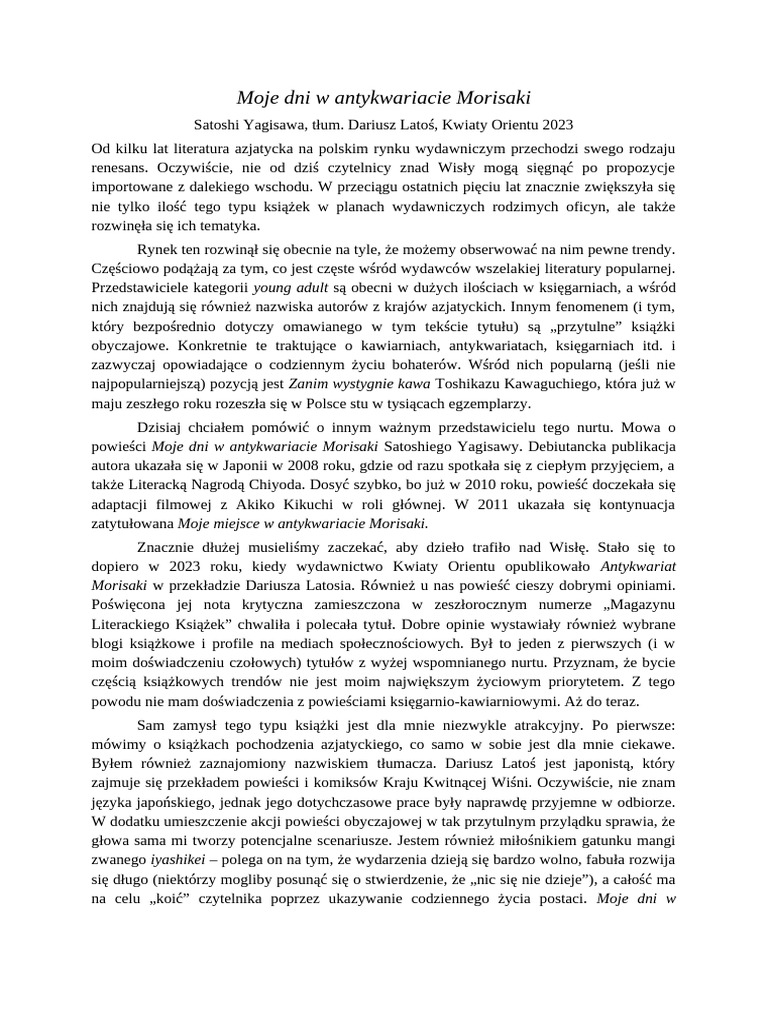 Morisaki Recenzja | PDF