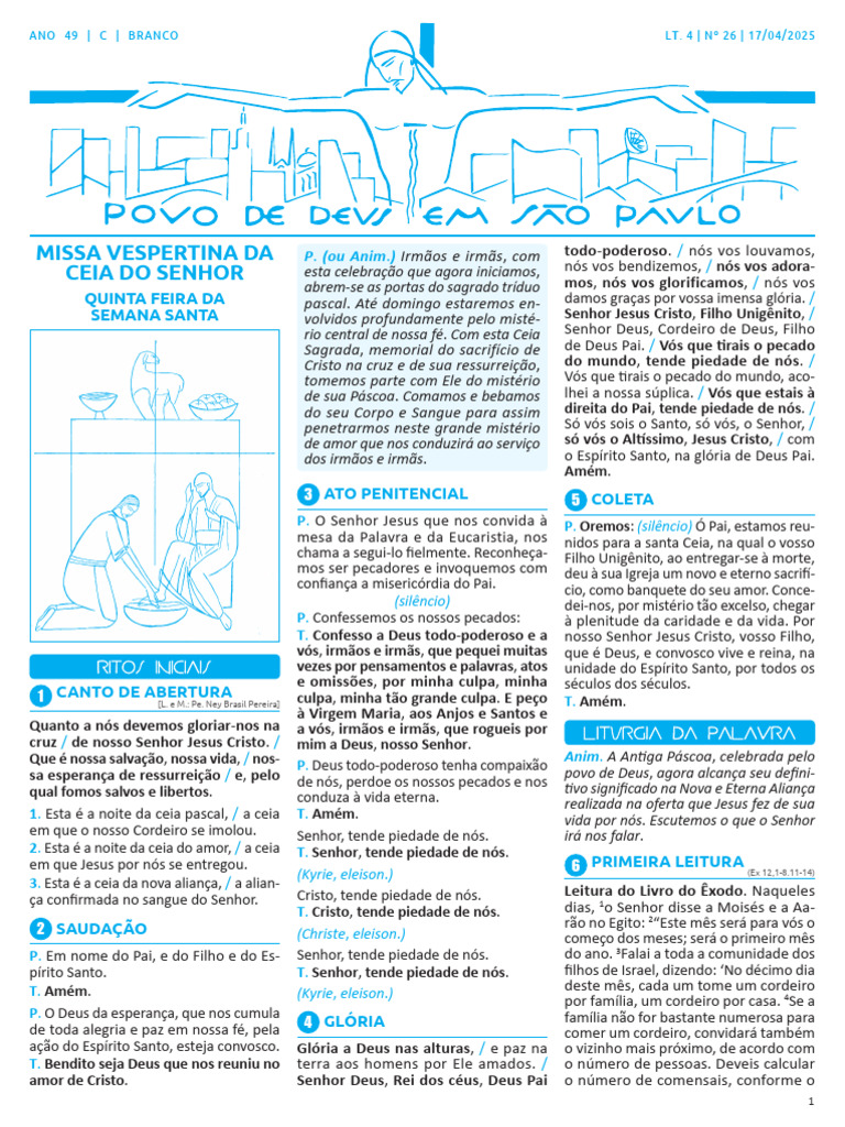 Ano 49C 26 5a FEIRA DA SEMANA SANTA | PDF | Eucaristia | Jesus
