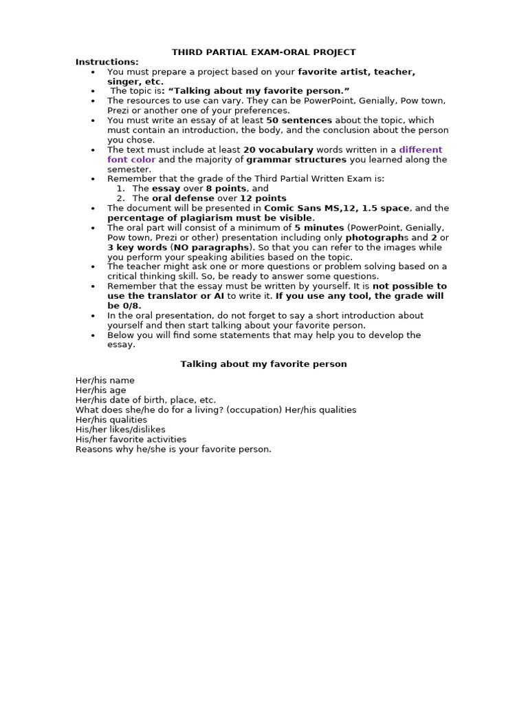 Oral Project Guidelines I | PDF