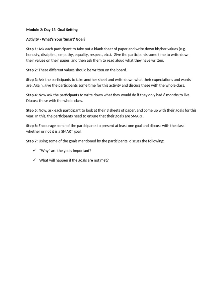 Goal setting activity | PDF