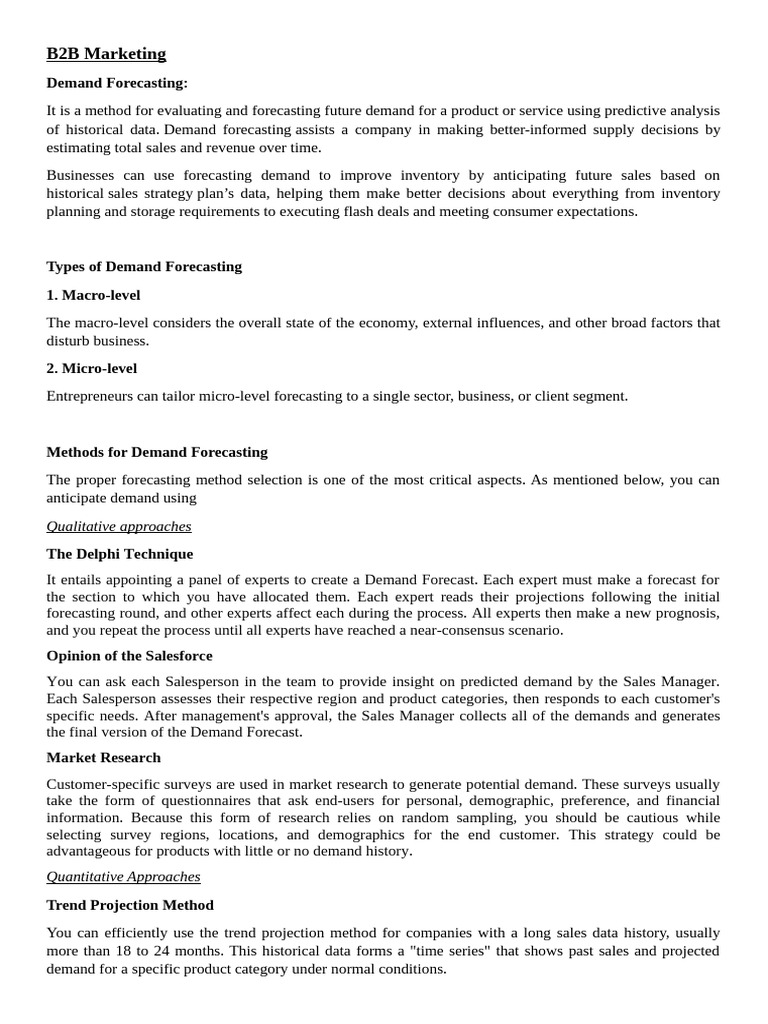 B2B Marketing Assignment | PDF | Forecasting | Marketing Research