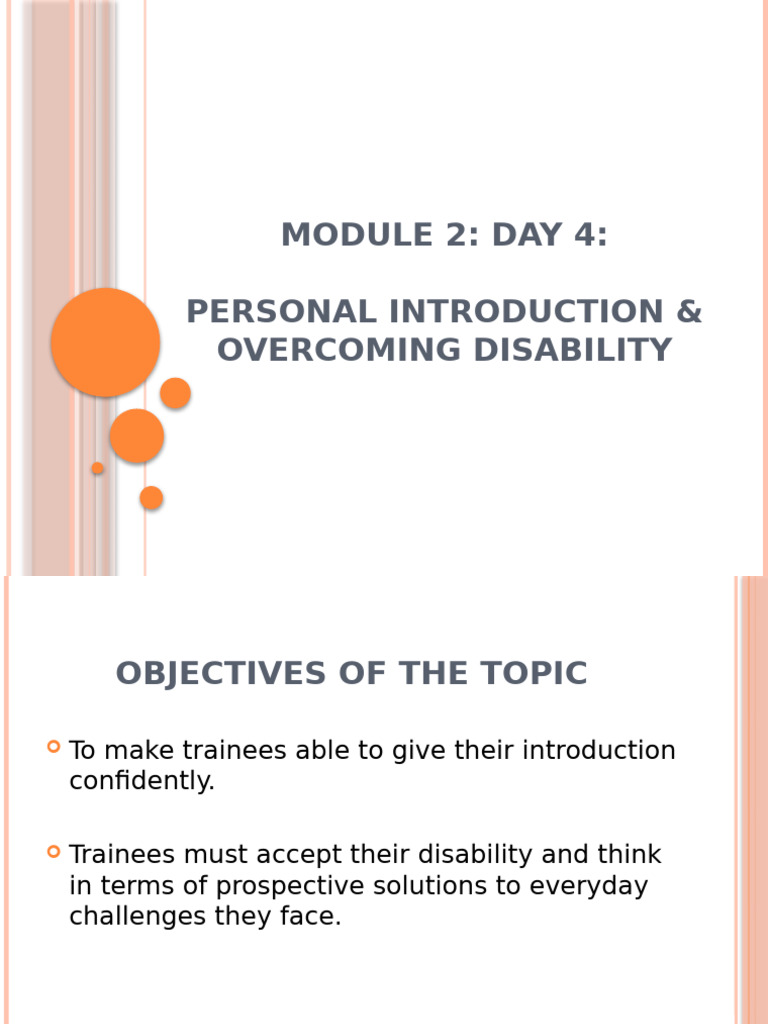 Personal Introduction & Overcoming Disability | PDF