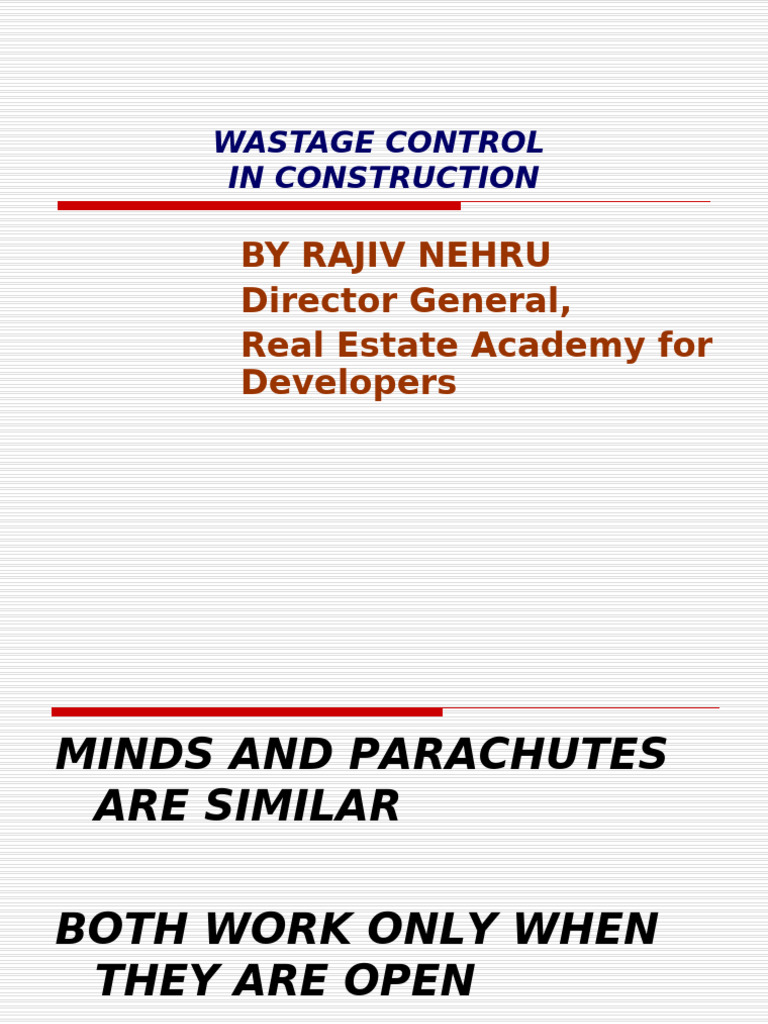 Construction Material Wastage Control | PDF | Concrete | Brick