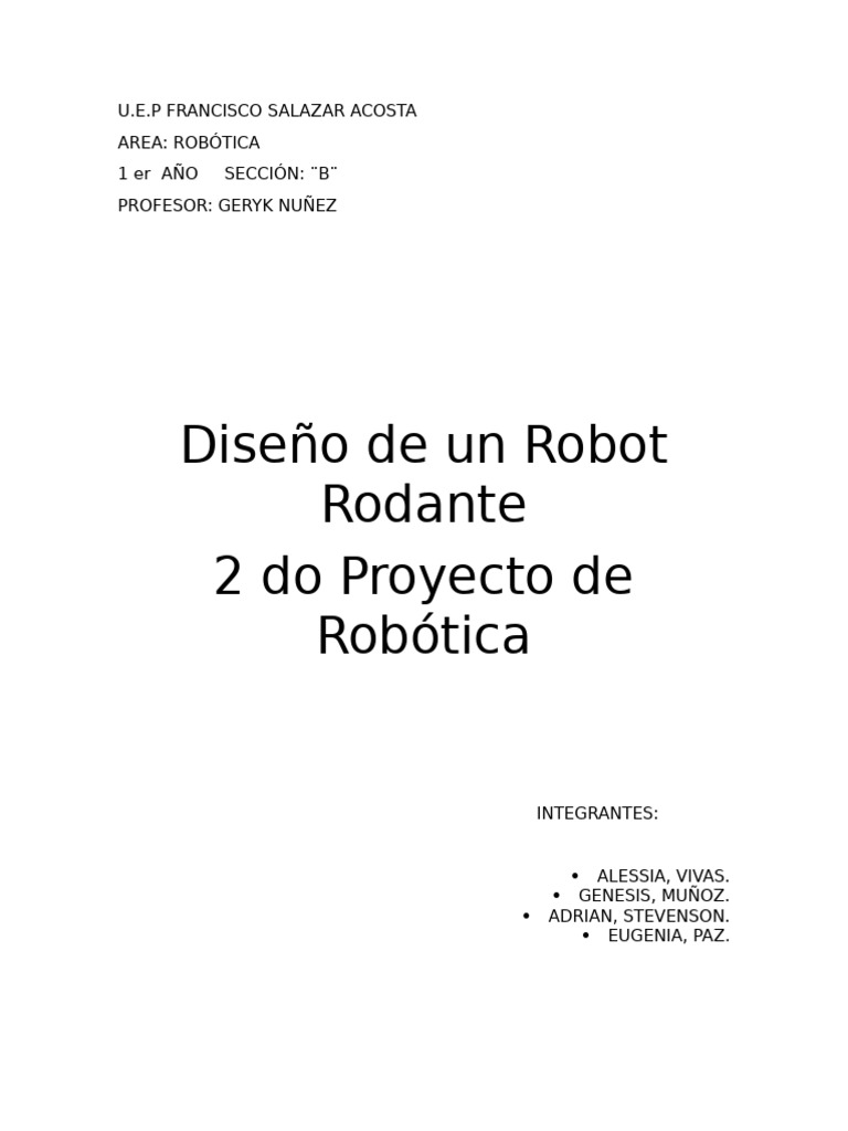 primer proyecto de robotica | PDF | Velocidad | Robot primer proyecto de robotica | PDF | Velocidad | Robot