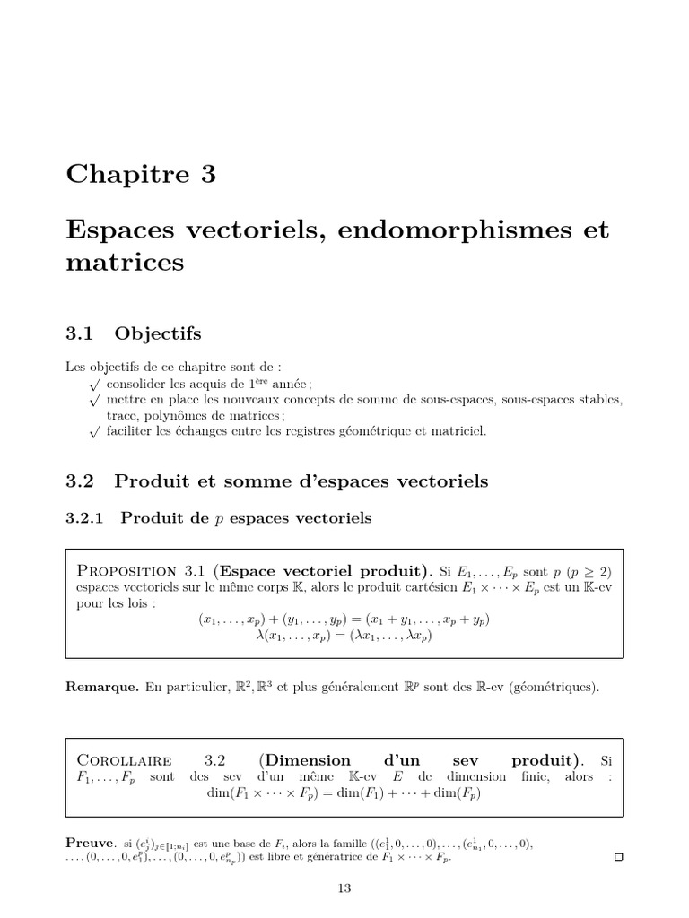 Espaces vectoriels et matrices expliqués | PDF | Base (algèbre linéaire ...