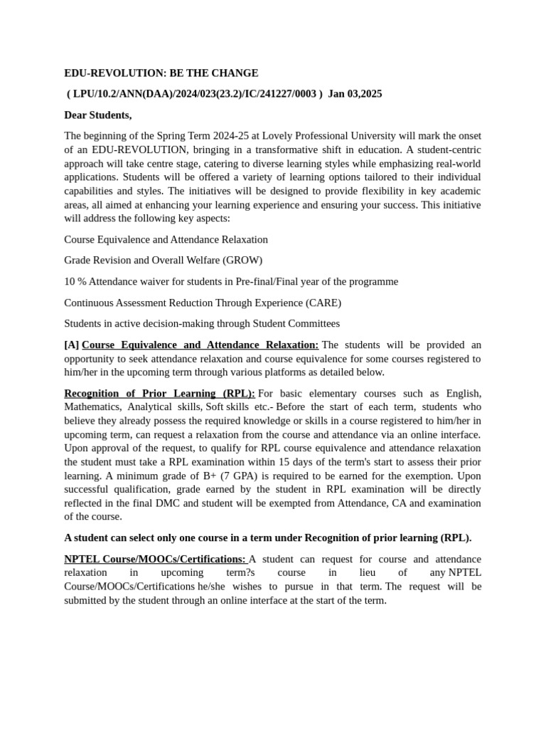 Edu-Revolution Be The Change | PDF