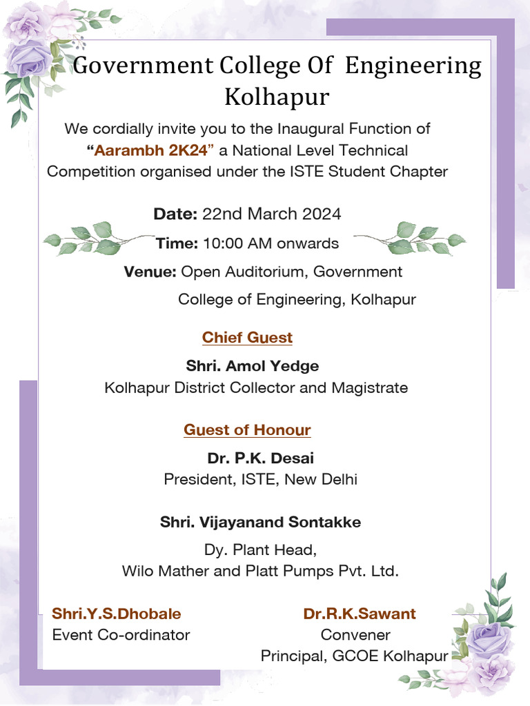 Aarambha2K24 Invitation | PDF