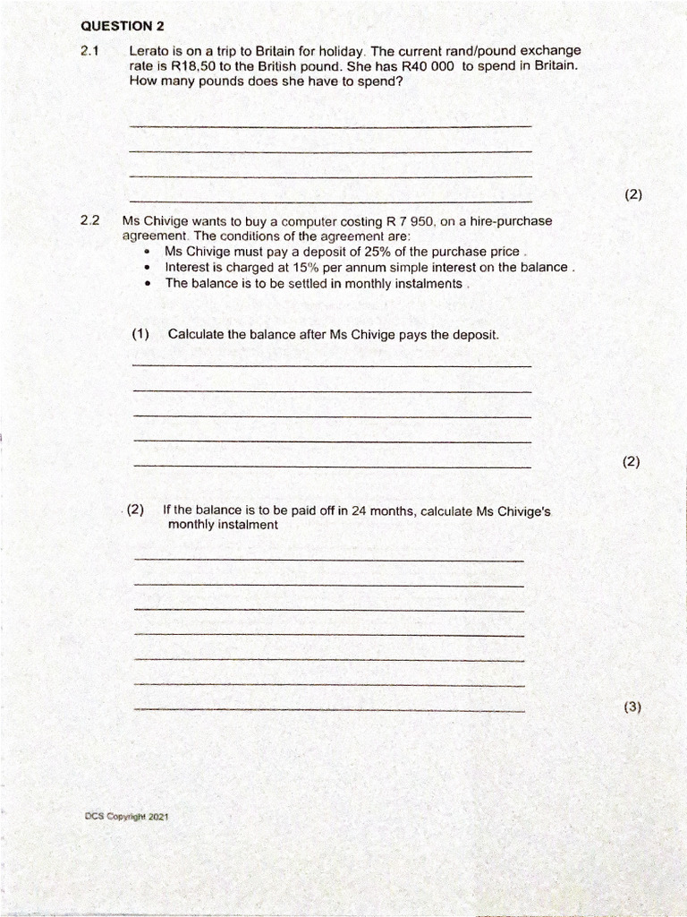 financial maths worksheets 2345 | PDF