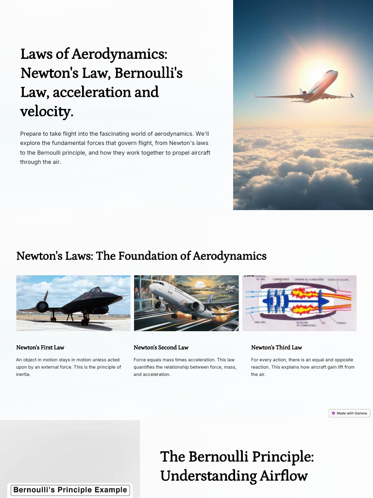 Laws of Aerodynamics Newtons Law Bernoullis Law Acceleration and ...