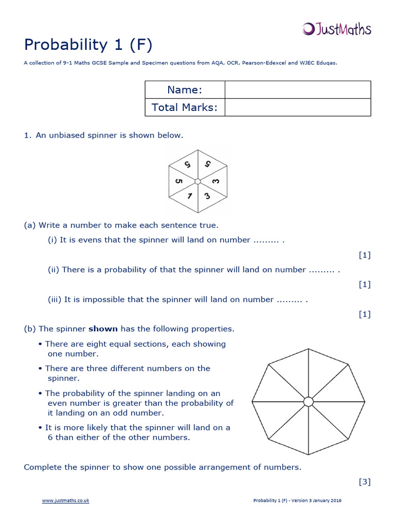 Probability F Probability 1 v3 | PDF | Student Assessment And ...
