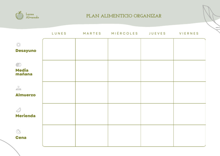 Plan Alimenticio Organizar: Desayuno | PDF