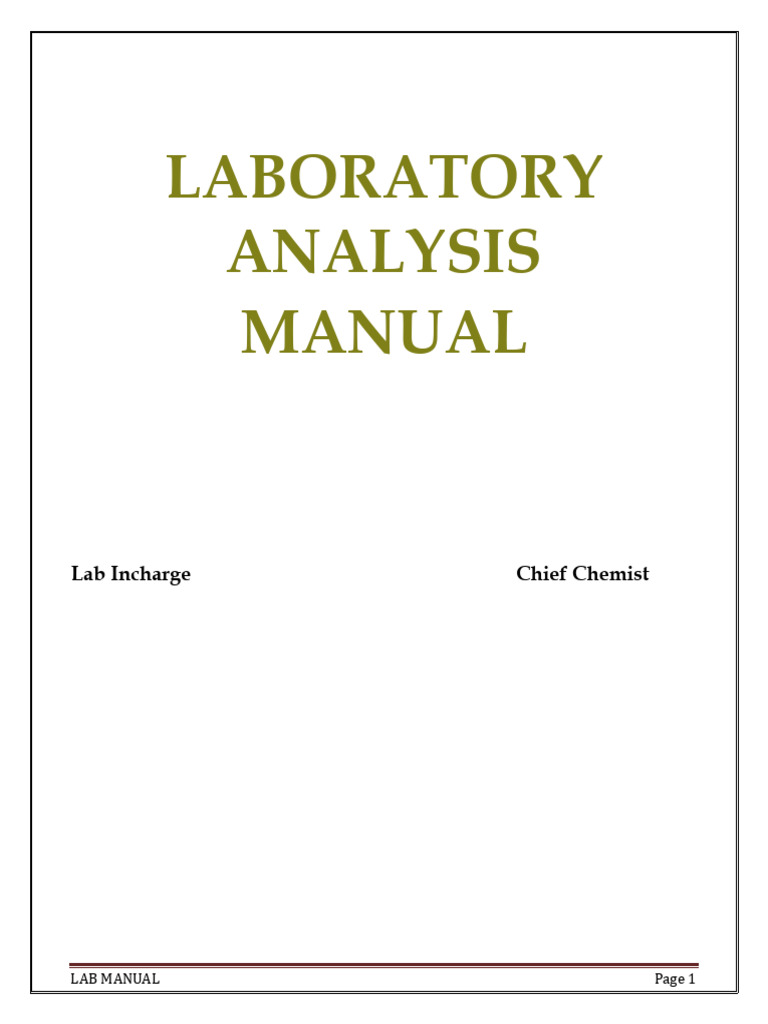 Lab Analysis Manual | PDF | Titration | Chemistry