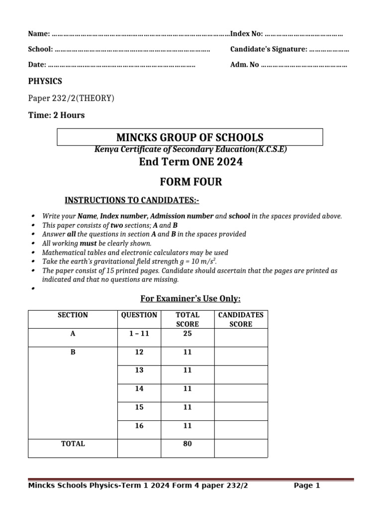 Phy Paper 2 F4 T1 2024 | PDF | Electromagnetic Radiation | Electricity